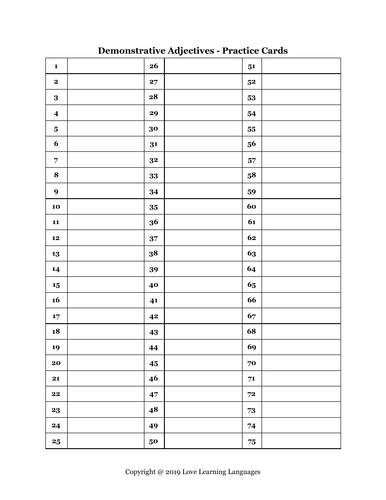 French Demonstrative Adjectives - 75 Practice Cards | Teaching Resources