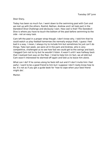 Pig Heart Boy Diary Model Text | Teaching Resources