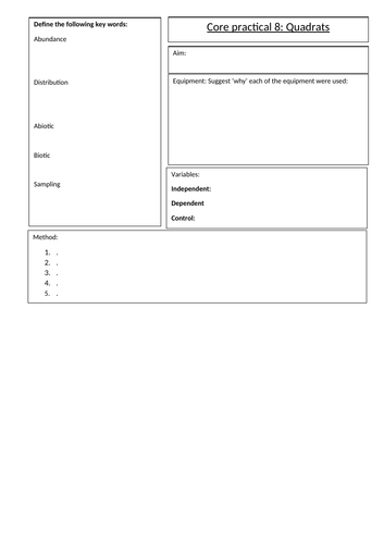 Biology GCSE Edexcel core practical sheets. Revision | Teaching Resources