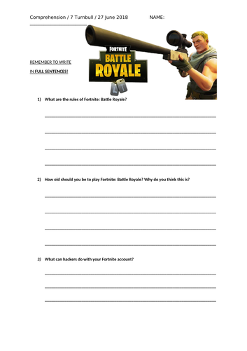 Fortnite Comprehension | Teaching Resources