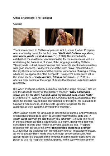 The role of Caliban in 'The Tempest' | Teaching Resources