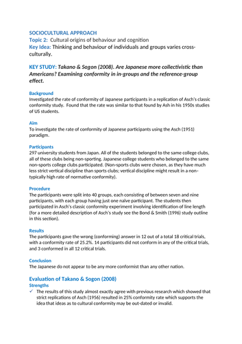 IB Psychology Sociocultural Approach - Culture and its effect on ...