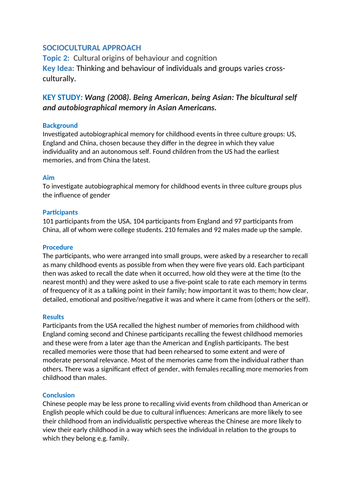 IB Psychology Sociocultural Approach - Culture and its effect on ...