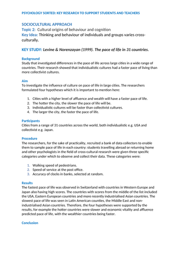 IB Psychology Sociocultural Approach - Culture and its effect on ...