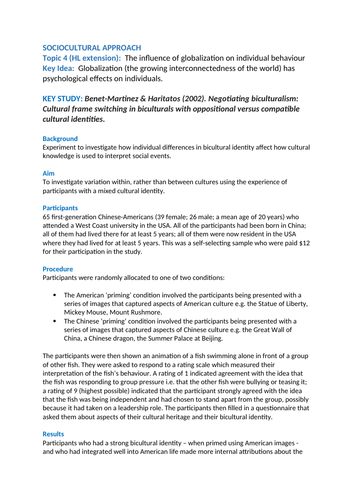 IB Psychology Sociocultural Approach - Enculturation, Acculturation ...
