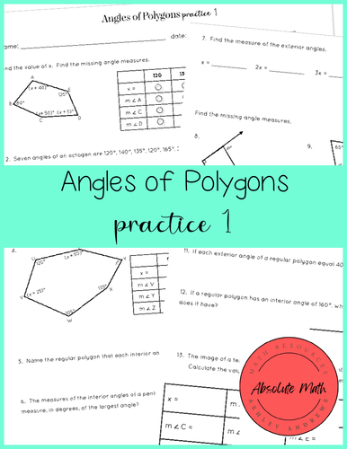 Angles of Polygons Practice 1 | Teaching Resources