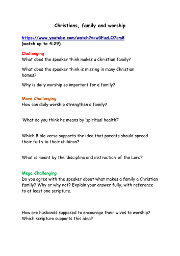 Christianity : Family | Teaching Resources