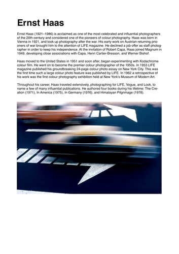 Photographer Factsheets / Research Pages | Teaching Resources