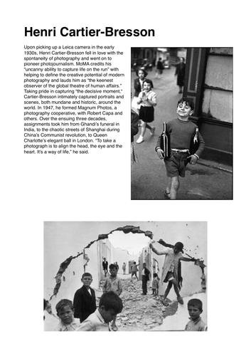 Photographer Factsheets / Research Pages | Teaching Resources