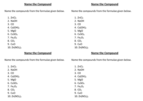 GCSE Chemistry Elements, Compounds and Atomic Structure Starters ...