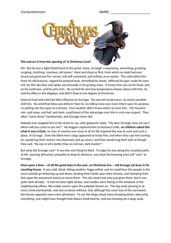 A Christmas Carol - Comprehension | Teaching Resources