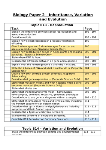 B6 Inheritance Independent Learning Teaching Resources