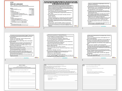AQA GCSE English Paper 1 Mock Exam | Teaching Resources