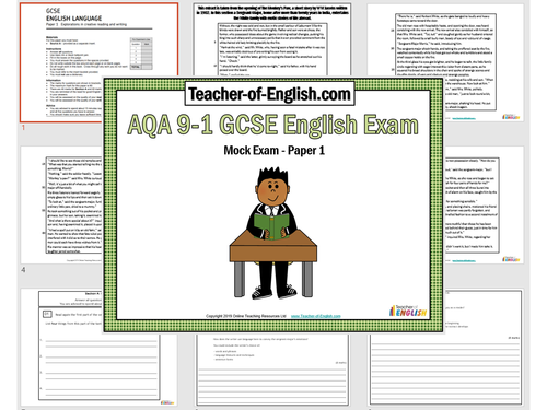 AQA GCSE English Paper 1 Mock Exam | Teaching Resources