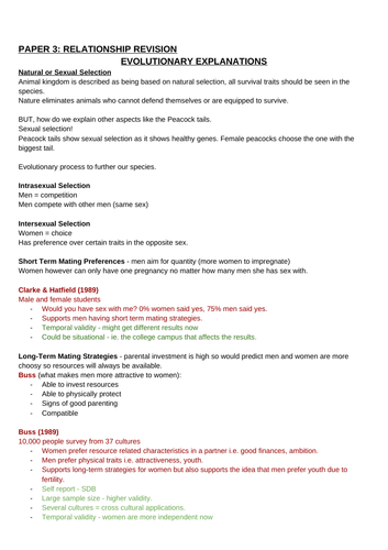 RELATIONSHIPS (Paper 3): Revision Notes | Teaching Resources