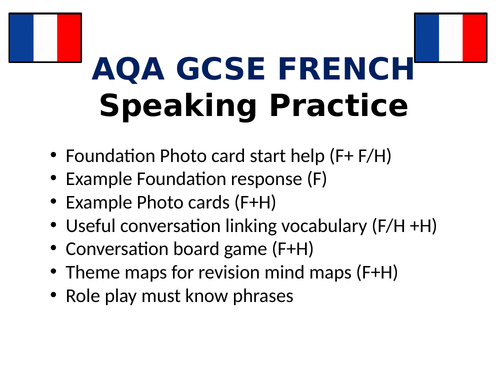 French KS4: Speaking Resources for GCSE AQA | Teaching Resources