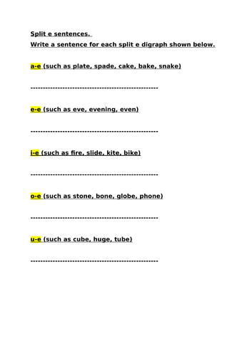 Phonics Split e PowerPoint and Worksheets KS1 Year 1 and 2 | Teaching ...