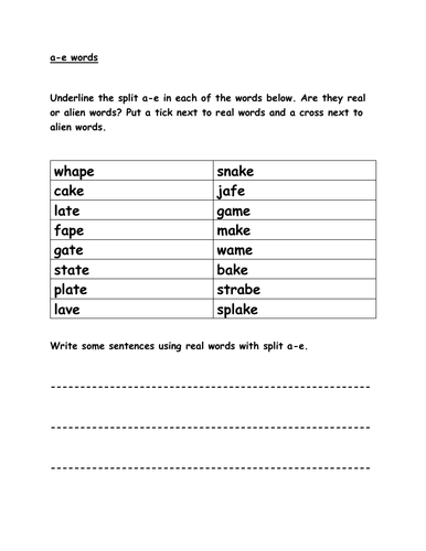 Phonics Split e PowerPoint and Worksheets KS1 Year 1 and 2 | Teaching ...