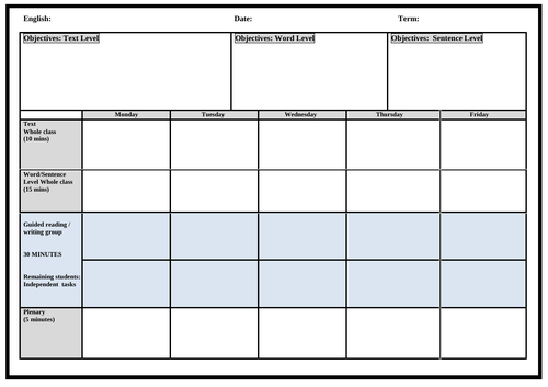 Planning Templates - English, Maths, Guided Reading & All Subjects ...