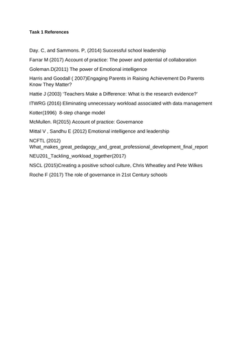 NPQH 2018 final assignment Task1 and Task 2( passed with very very high ... NPQH 2018 final assignment Task1 and Task 2( passed with very very high ...