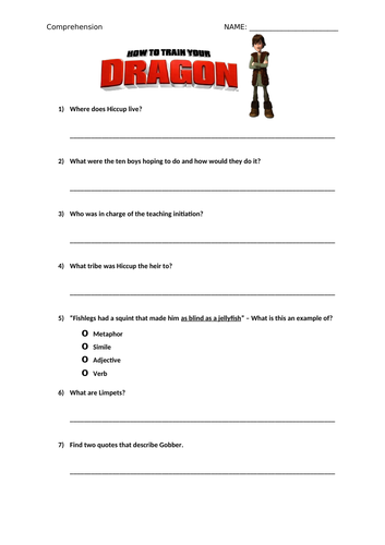 How to Train Your Dragon - Comprehension | Teaching Resources