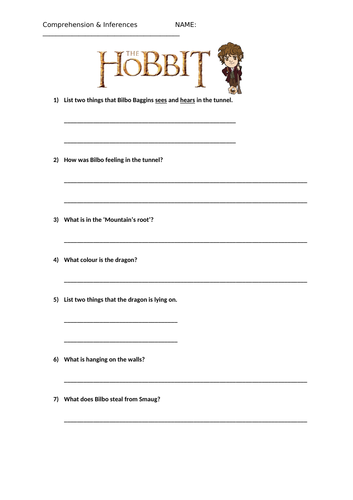 The Hobbit - Comprehension | Teaching Resources