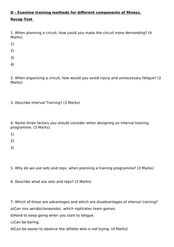 Unit 2 Fitness Training and Programming: D | Teaching Resources Unit 2 Fitness Training and Programming: D | Teaching Resources