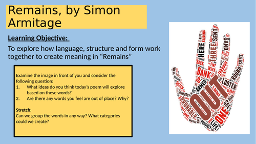 High Ability full lesson on Remains by Simon Armitage for AQA GCSE ...