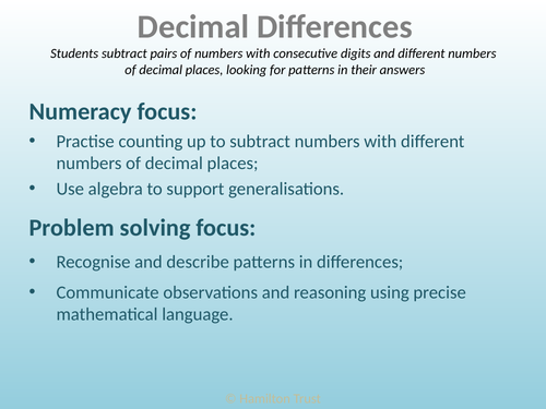 Subtraction with decimals, e.g. money - Problem-Solving Investigation ...