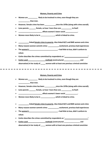 GCSE Sociology (Eduqas / WJEC) - Crime and Deviance: Gender and Crime ...