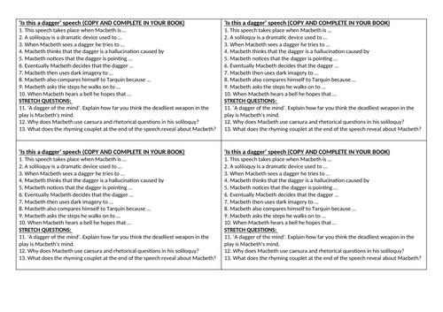 Macbeth Act 2 Scene 1 lesson with detailed annotations | Teaching Resources