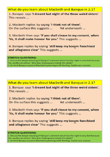 Macbeth - Act 2 | Teaching Resources