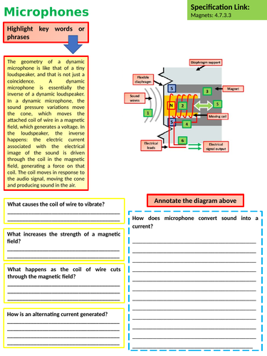 AQA KS4 GCSE Physics (Science) Microphones Lesson & Activities ...