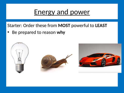 P1.9 Energy and Power (9-1 GCSE) | Teaching Resources