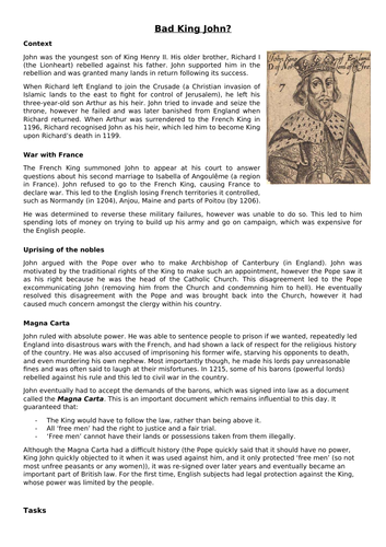 Interpretations unit: Royal absolutism and King John (KS3 - lesson 2 ...
