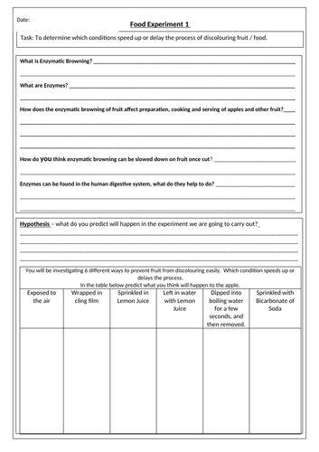 NEA1 Example Enzymatic Browning | Teaching Resources