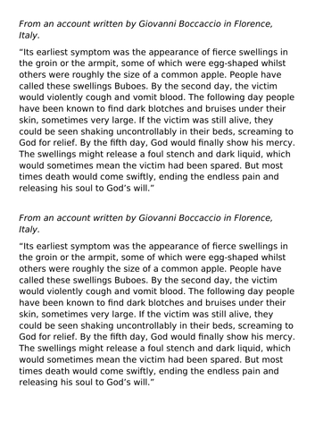 The Black Death - Symptoms, Causes & Effects | Teaching Resources