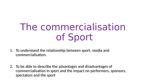 Commercialisation and Sport | Teaching Resources
