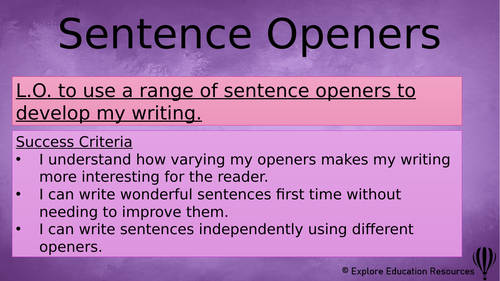 Outstanding Y5/6 Writing Interview Lesson - Openers | Teaching Resources