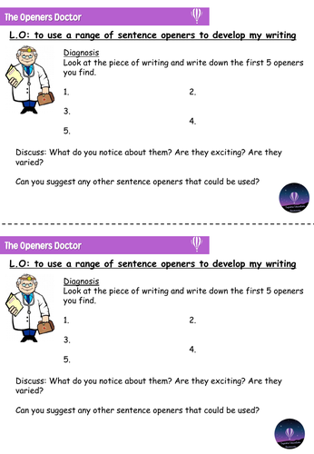 Outstanding Y5/6 Writing Interview Lesson - Sentence Openers | Teaching ...