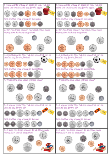Year 2 - Adding Coins & Making Amounts - Middle Ability | Teaching ...