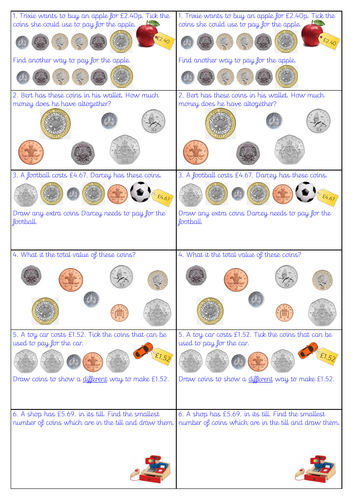Year 2 - Adding Coins & Making Amounts - High Ability | Teaching Resources