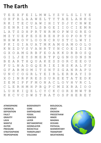 The Earth Word Search | Teaching Resources