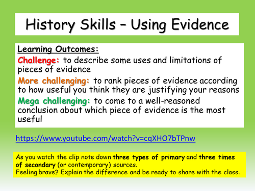 History Skills Evidence | Teaching Resources