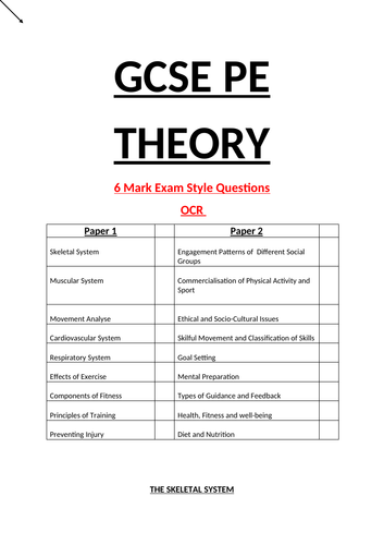 GCSE 6 mark questions - Whole Spec | Teaching Resources