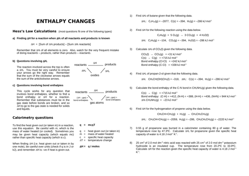 AQA AS Level Unit 1 Section 4 Energetics -Hess's Law, Bond enthalpy ...