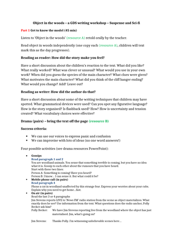 Greater depth writing workshop - suspense and science fiction ...