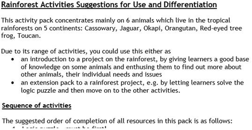 Rainforest KS2 Thinking Activities | Teaching Resources