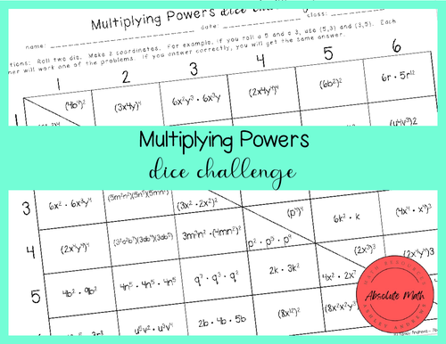 Multiplying Powers Dice Challenge | Teaching Resources