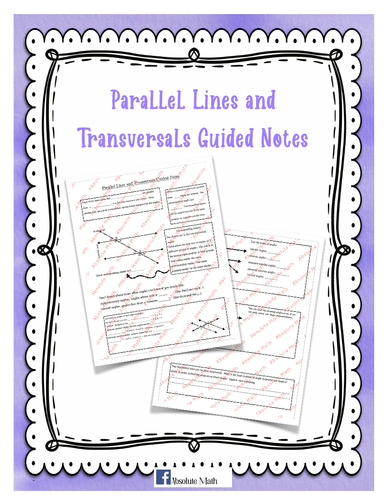 Parallel Lines and Transversals Guided Notes | Teaching Resources